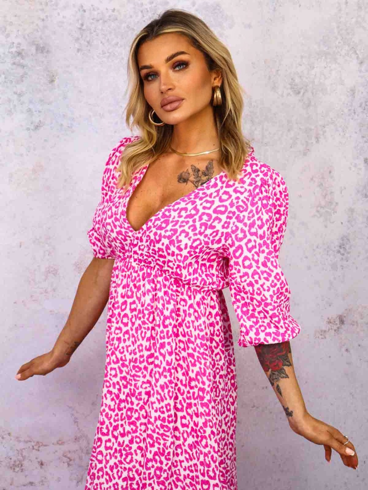 SUKIENKA MAXI W CĘTKI- RÓŻOWA - Olika