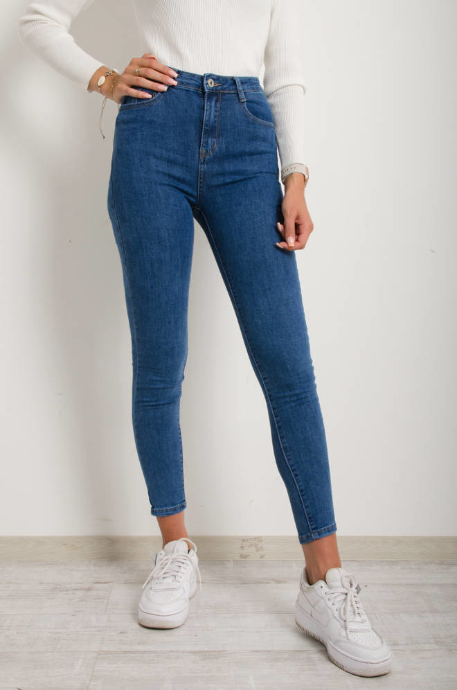 SPODNIE JEANSOWE SKINNY- BARDZO WYSOKI STAN - Olika