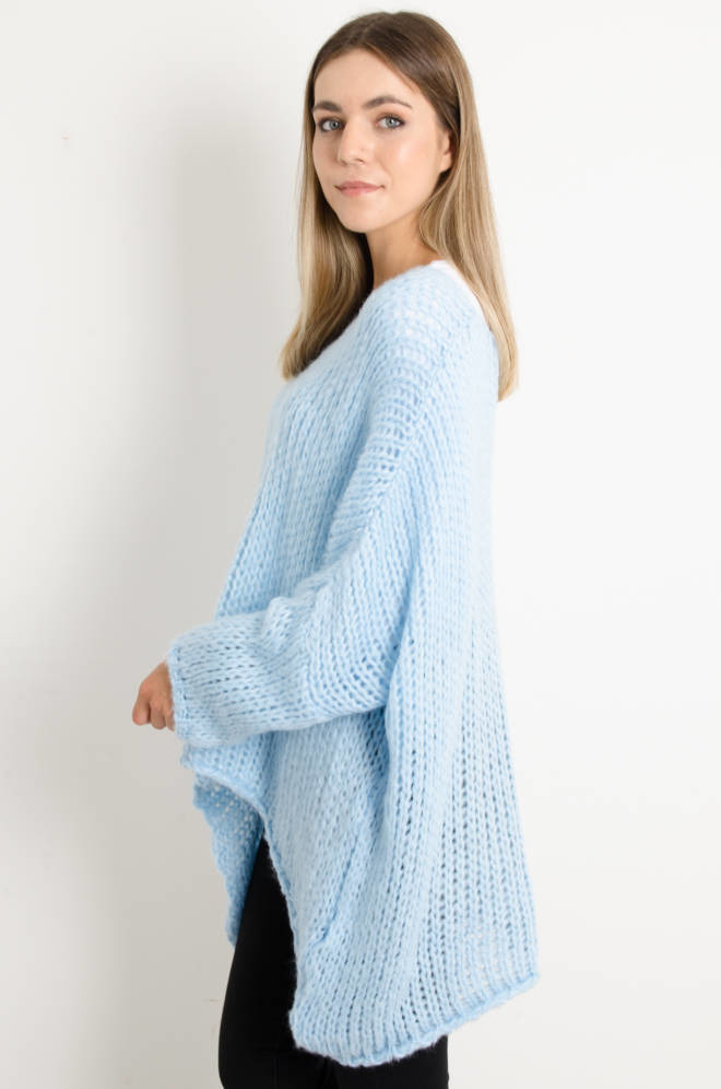 SWETER ASYMETRYCZNY OVERSIZE- NIEBIESKI - Olika